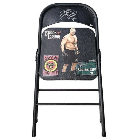 Autograph | Wall Decor | Brock Lesnar Signed Steel Wrestling Folding ...